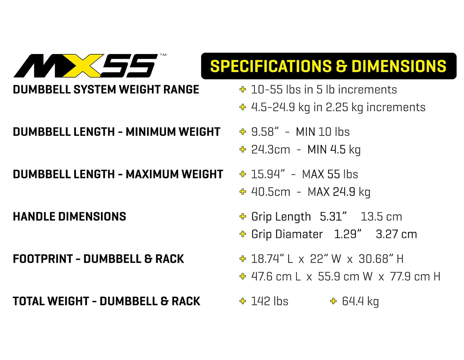 MX55 Adjustable Dumbbells & Rack | MX Select | Rapid Weight Change System