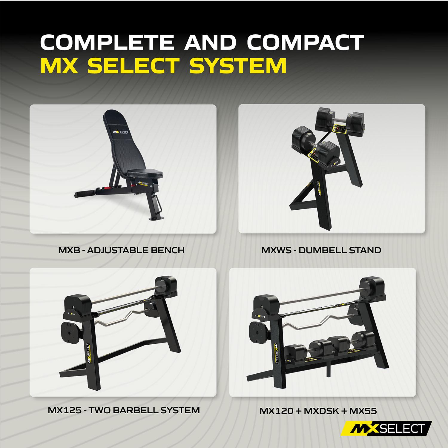 EVO MX55 Adjustable Knurled Dumbbells | MX Select | Rapid Weight Change ...