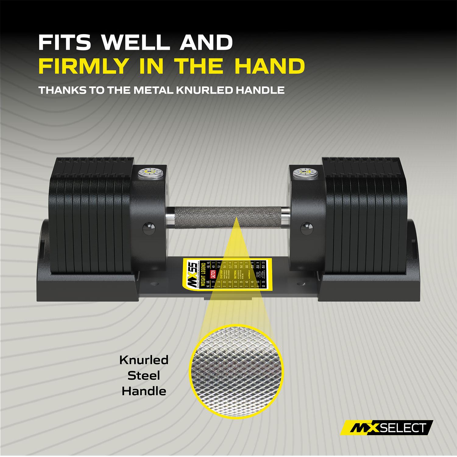 EVO MX55 Adjustable Knurled Dumbbells | MX Select | Rapid Weight Change ...