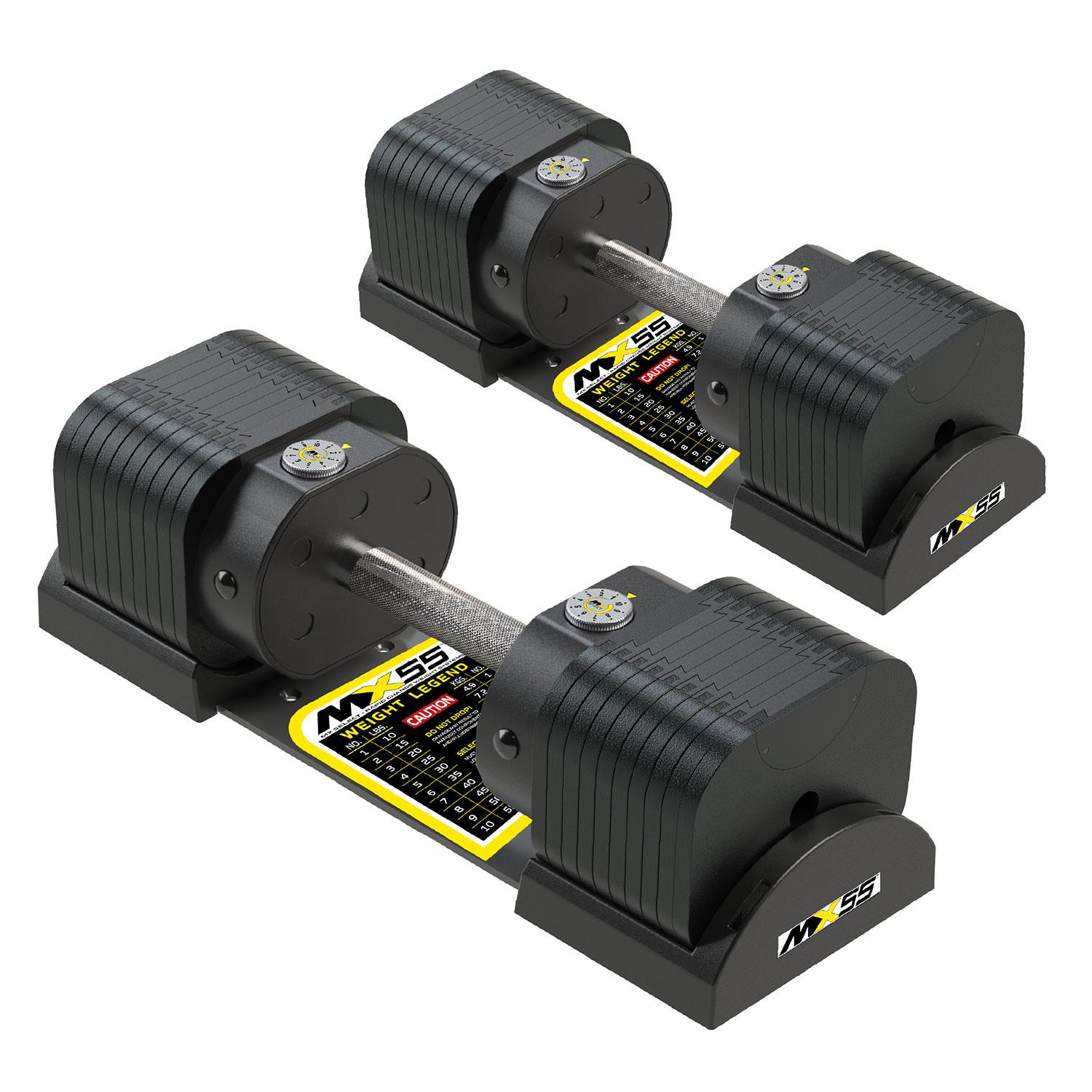 EVO MX55 Adjustable Knurled Dumbbells | MX Select | Rapid Weight Change ...