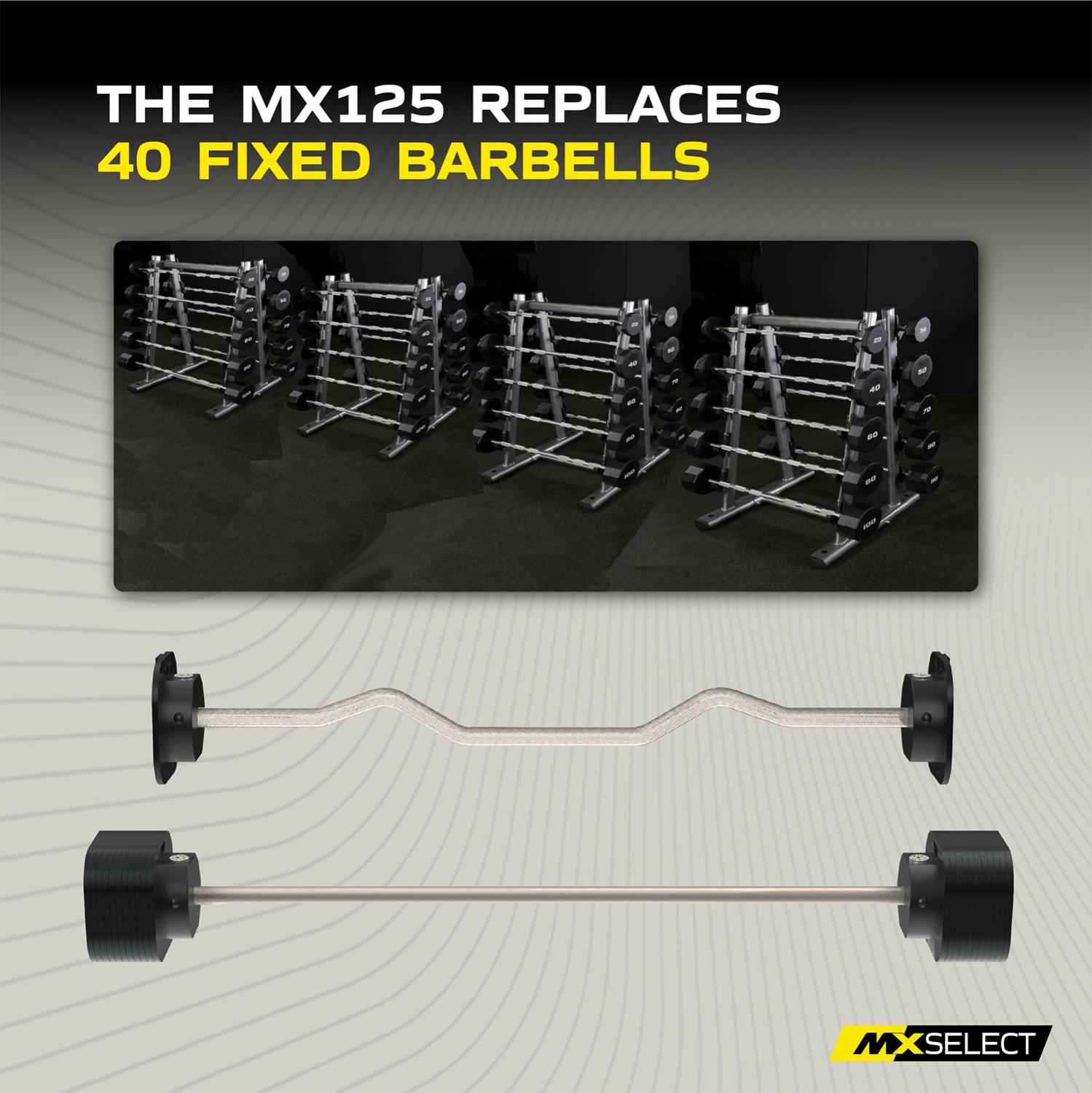 EVO MX125 Two Adjustable Knurled Barbells & Rack | MX Select | Rapid ...