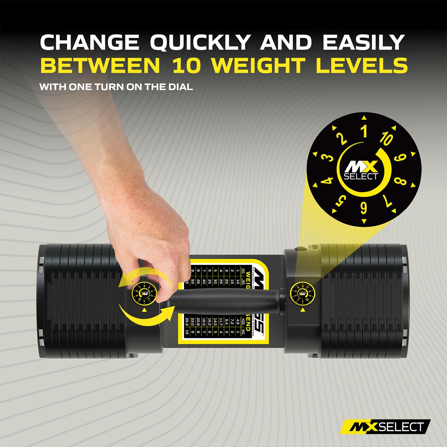 EVO MX55 Adjustable Contoured Dumbbells | MX Select | Rapid Weight ...